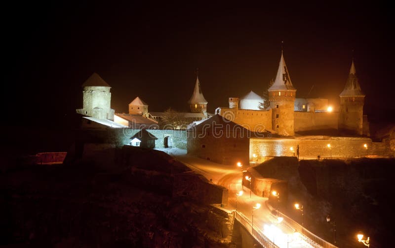 Ancient Medieval Castle at Night Stock Photo - Image of landscape ...