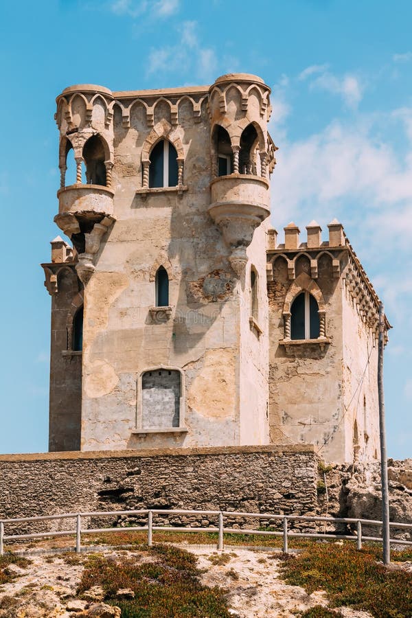 Ancient Medieval Castle Tower in Tarifa, Andalusia Stock Image - Image ...