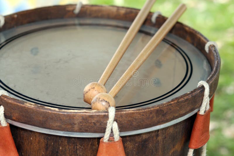 Ancient Medieval Drum with Sheepskin Stock Photo - Image of medieval ...