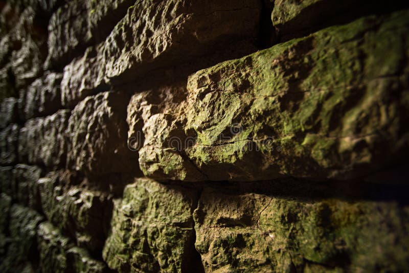 Ancient Medieval Limestone Walls with Moss, Soft Focus Stock Photo ...