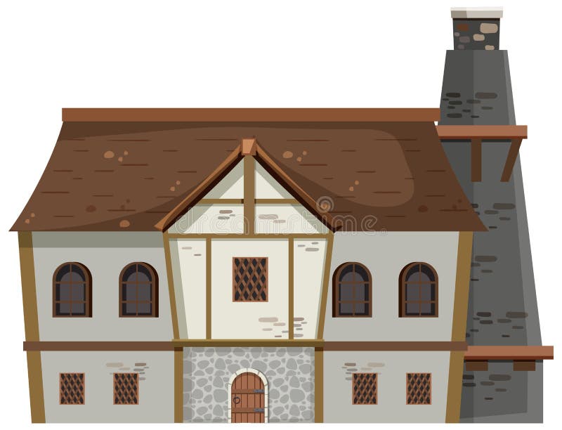Ancient Medieval Manor House on White Background Stock Vector ...