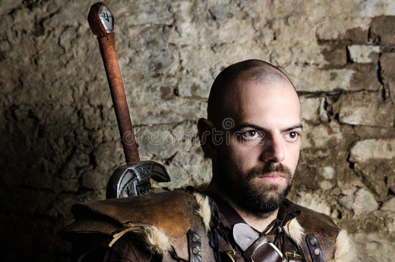Ancient Medieval Warrior Preparing To Battle Stock Image - Image of ...