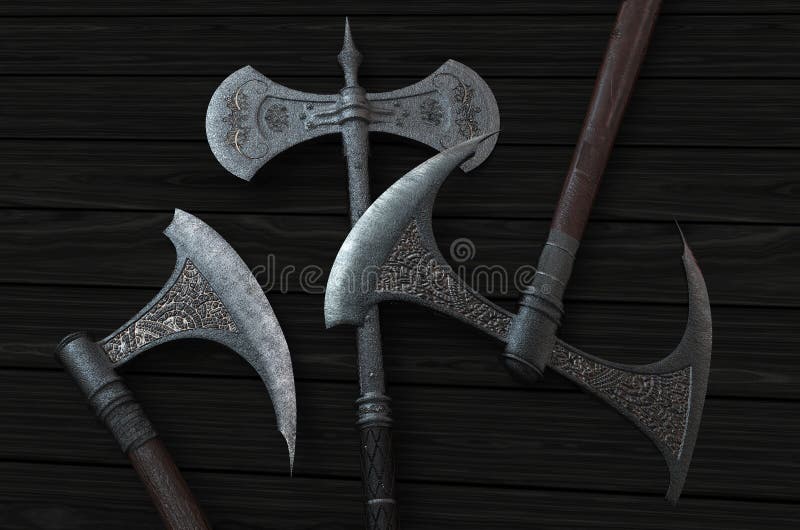 Ancient Medieval Weapons. 3d Illustration on a Non- Background. Stock ...