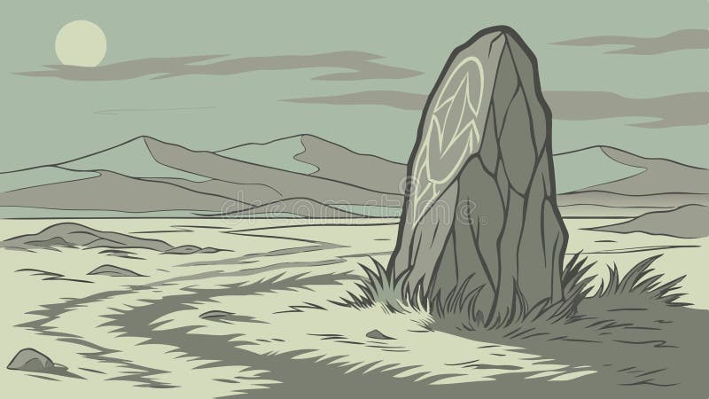 Ancient Megalith Standing in a Vast Landscape, Vector Design Generative ...