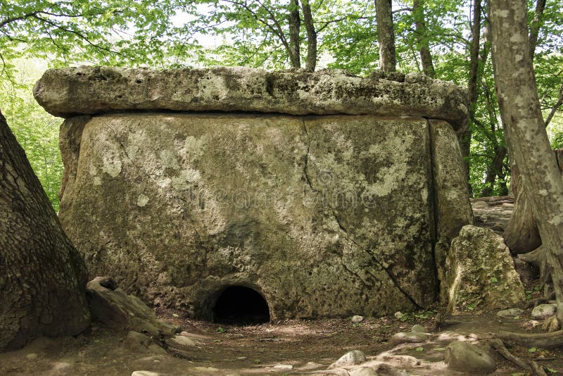 Ancient Megalithic Dolmen, Front View Stock Photo - Image of history ...