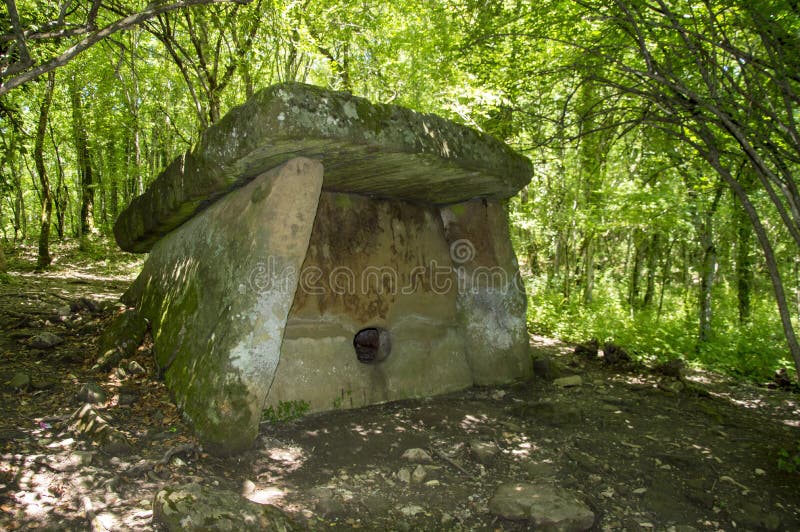 Ancient Megalithic Structure Dolmen in the Forest Stock Image - Image ...