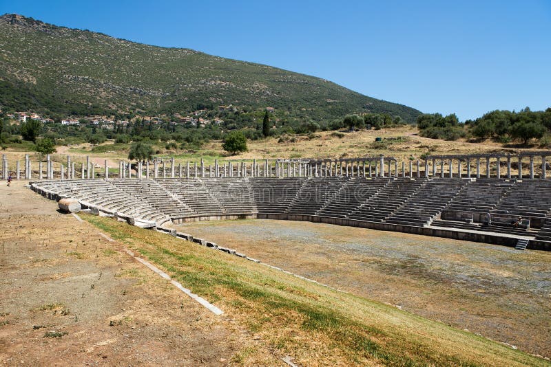 Ancient Messene City Ruins of Stadium, Greece Stock Image - Image of ...