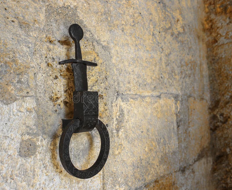 Ancient Metal Handle on the Wall Stock Image - Image of closeup ...