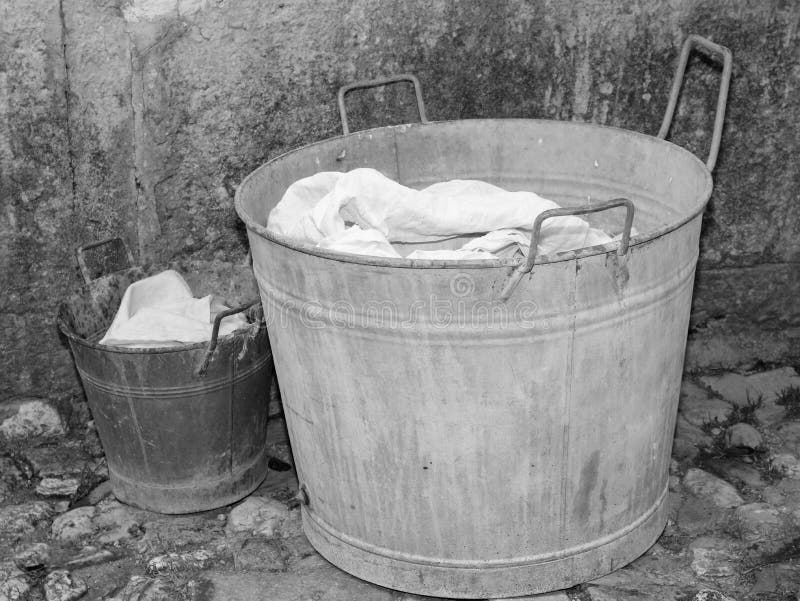 Ancient Metal Tub for Doing the Laundry of the Poor Peasant ...