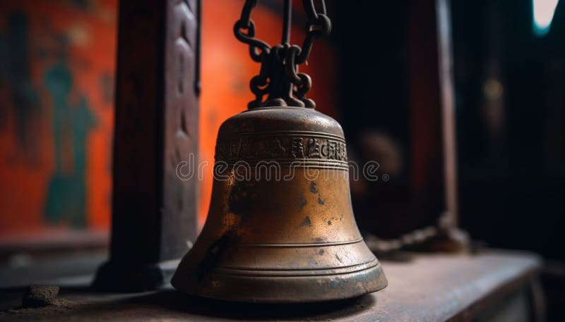 Ancient Metal Wind Chime Hanging, Rusty Chain, Selective Focus ...