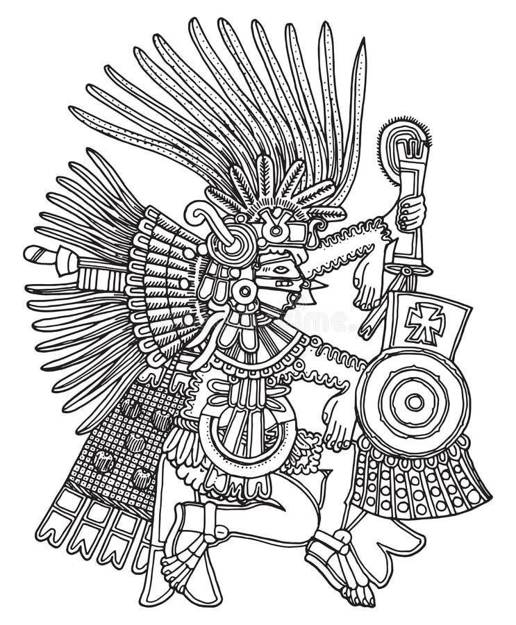 Ancient Mexican Tattoo. Set of Aztec Labels and Elements. Vector Set ...