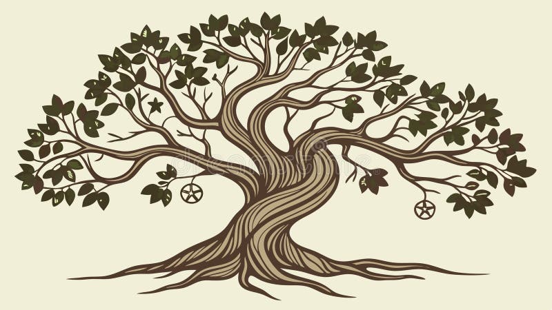 Ancient Mighty Tree, Symbolizing Wisdom and Enduring Life, Vector ...