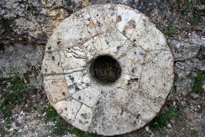 Ancient millstone stock image. Image of front, millstone - 8774361
