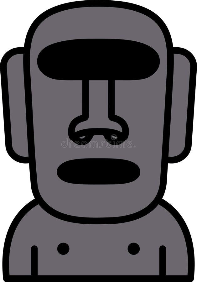 Ancient Moai Statues in Line Drawing Style Stock Vector - Illustration ...