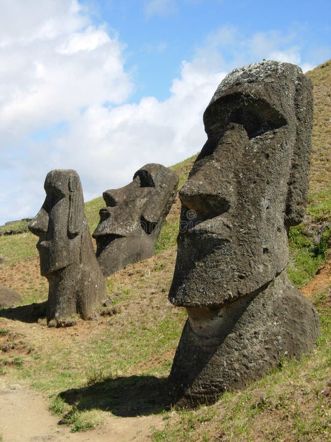 Ancient Moai Statues, Easter Island Stock Image - Image of statues ...