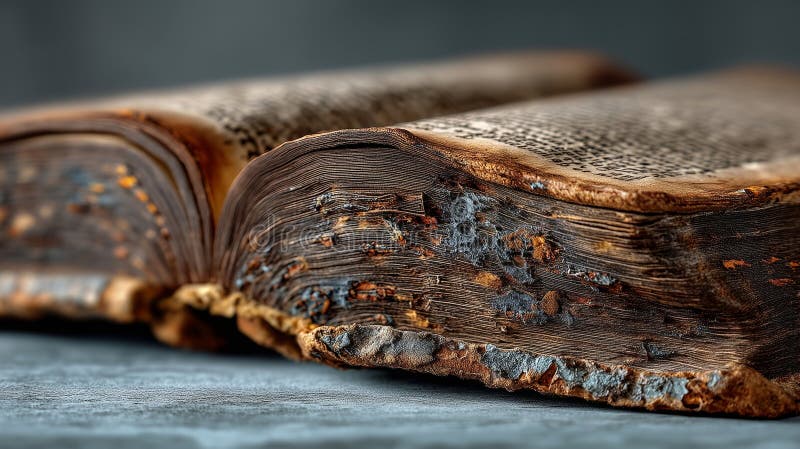 Ancient Moldy Book with Worn Pages Stock Image - Image of reference ...