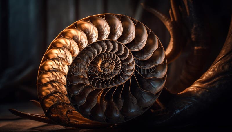Ancient Mollusk Shell, a Fractal Spiral Pattern Generated by AI Stock ...