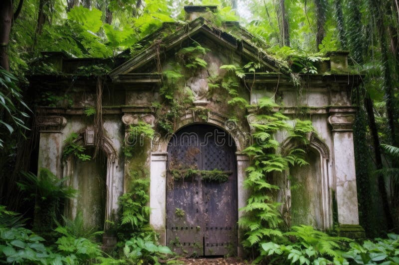 Ancient Monastery Gate Covered in Ivy Stock Illustration - Illustration ...