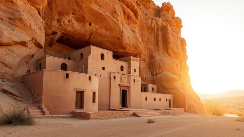 Ancient Monastery Ruins in the Desert Stock Illustration - Illustration ...