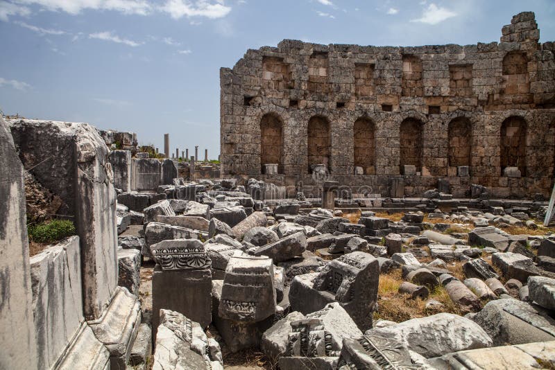 Ancient Monuments in Side, Turkey Stock Image - Image of perge, turkey ...