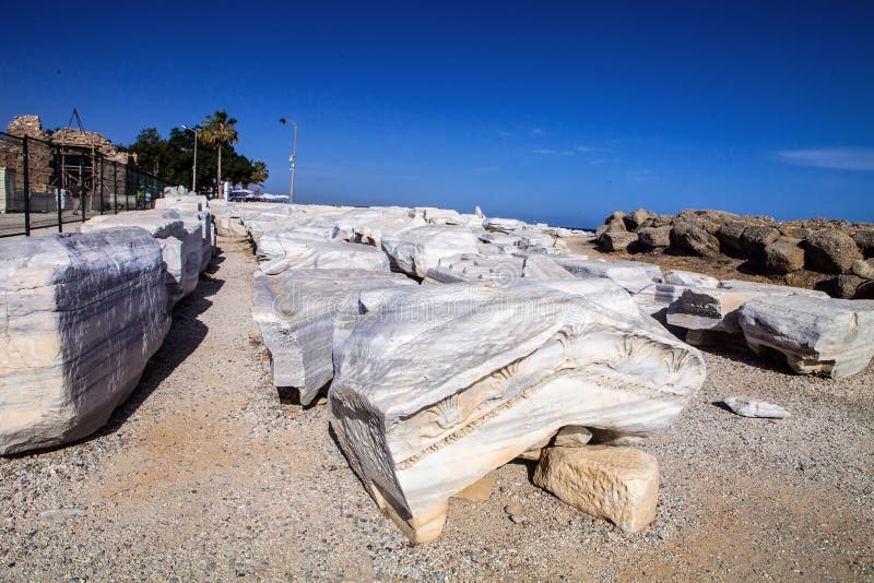 Ancient Monuments in Side, Turkey Stock Photo - Image of history ...