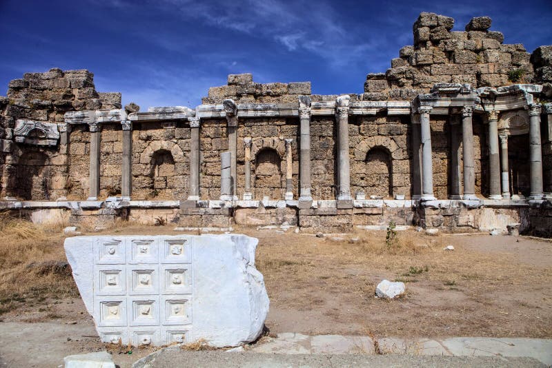 Ancient Monuments in Side, Turkey Stock Image - Image of stone, turkey ...