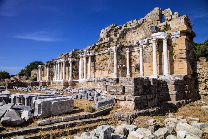 Ancient Monuments in Side, Turkey Stock Image - Image of roman, stone ...