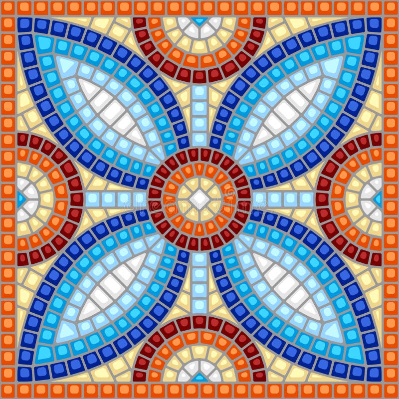 Ancient Mosaic Ceramic Tile Pattern. Stock Vector - Illustration of ...