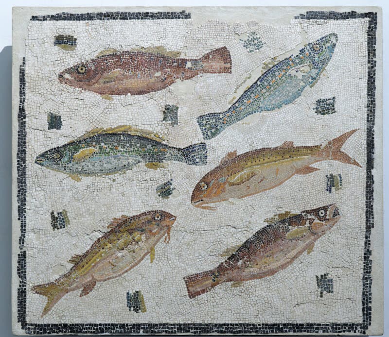 Ancient Mosaic Representing Fish Stock Image - Image of history, mosaic ...