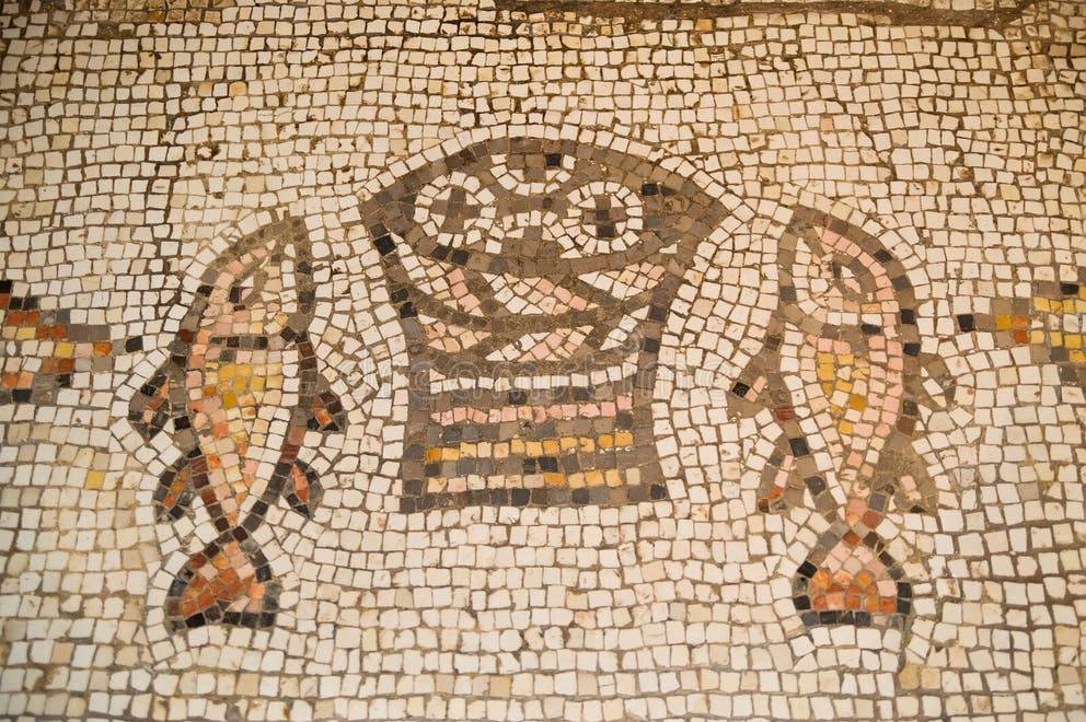 Ancient mosaic of Tabgha stock photo. Image of miracle - 9375762