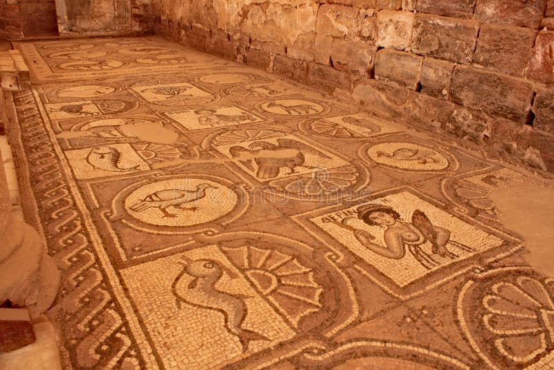 Ancient Mosaic Tile Floor in Petra. Stock Photo - Image of culture ...