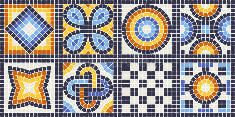 Ancient Mosaic Tile Pattern. Decorative Antique Stone Ornament Stock ...