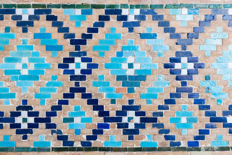 Ancient Mosaic Wall Decoration with Arabic Pattern, Front View Stock ...