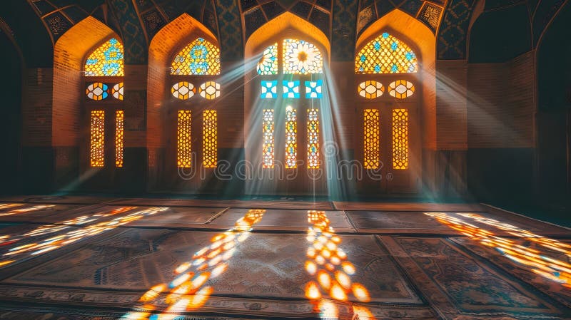 Ancient Mosque Interior Adorned with Traditional Islamic Patterns Stock ...