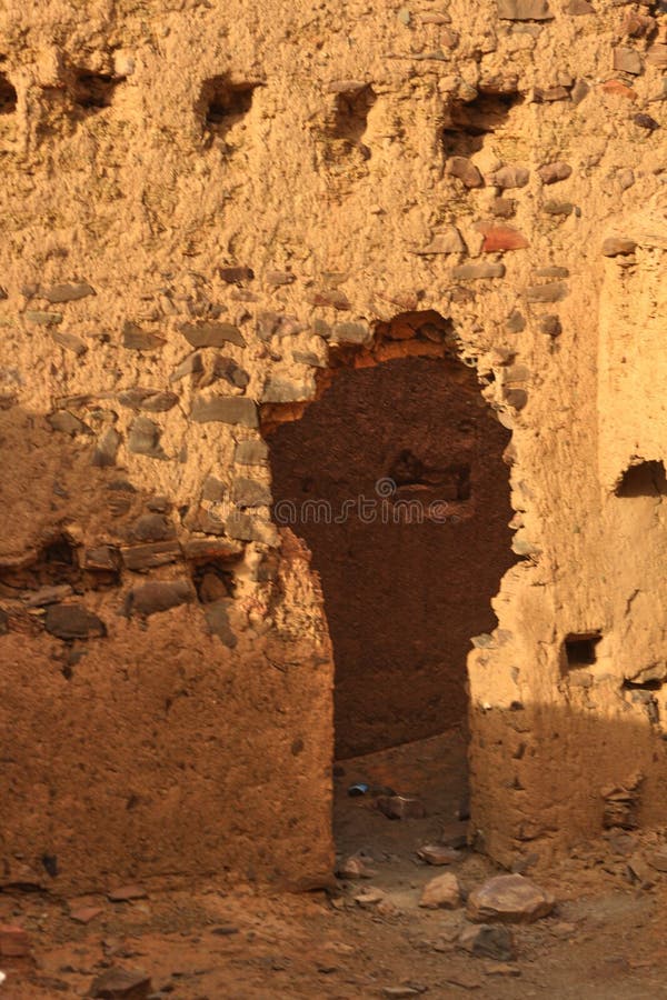 An Ancient Mud Wall with an Entry and Exit Port in the Desert of ...