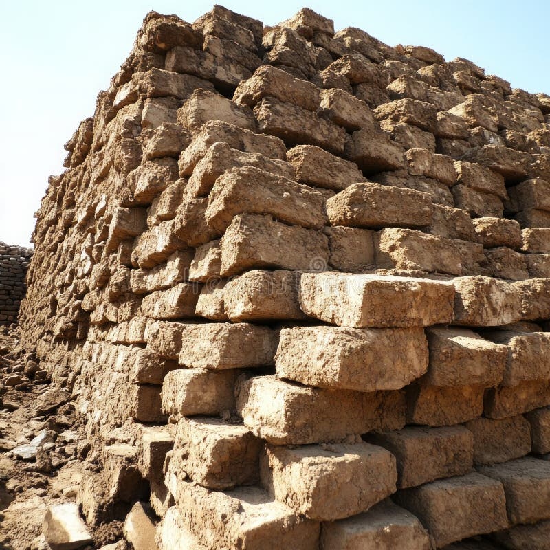 Ancient Mudbrick Structure Under Clear Blue Sky Stock Image - Image of ...