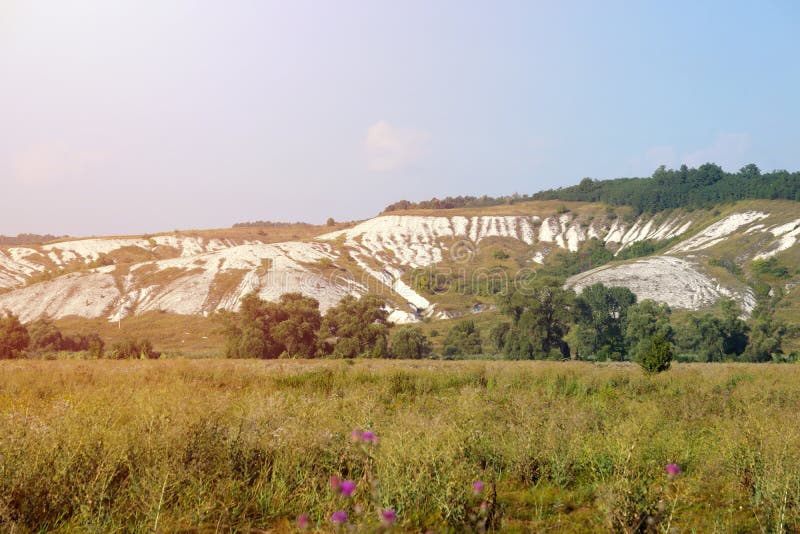 Ancient Multimillion Chalk Mountains on the Steppe Surface of Earth ...
