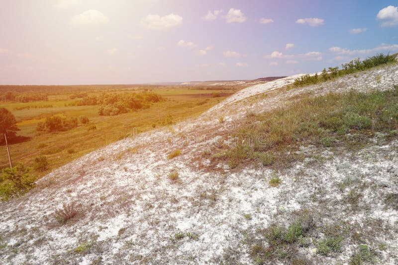 Ancient Multimillion Chalk Mountains on the Steppe Surface of Earth ...