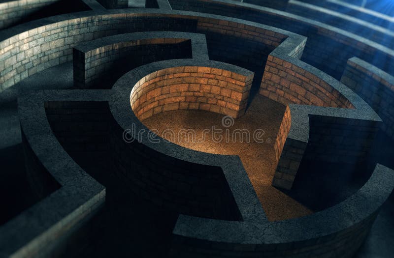 Ancient mystic labyrinth stock illustration. Illustration of mysterious ...