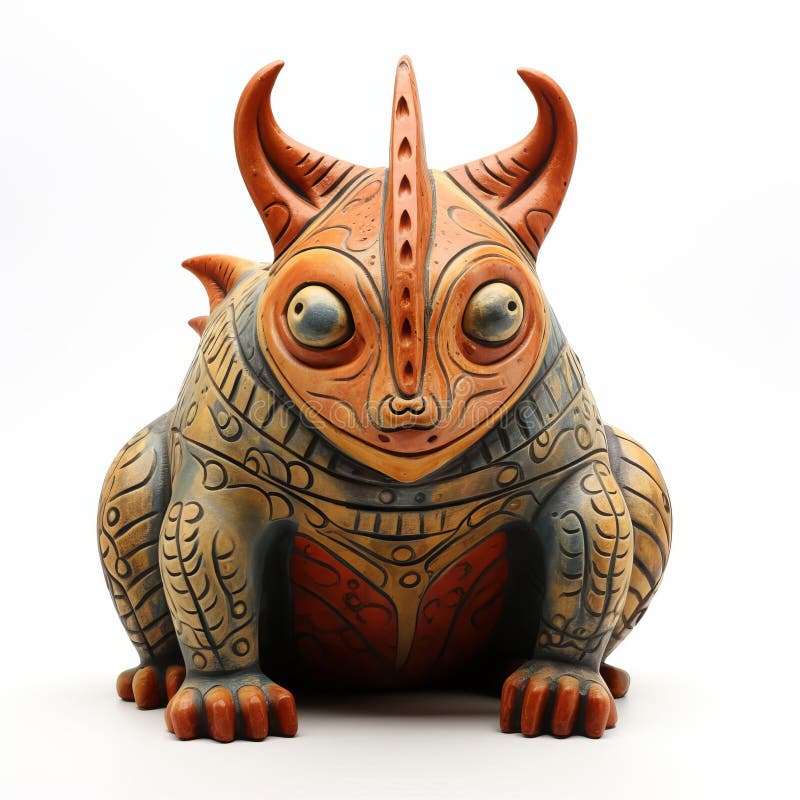 Ancient Mythical Creature Pottery Sculpture Artwork on White Background ...