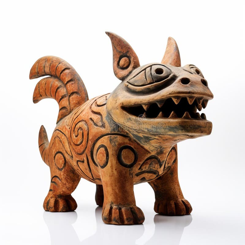 Ancient Mythical Creature Pottery Sculpture Artwork on White Background ...