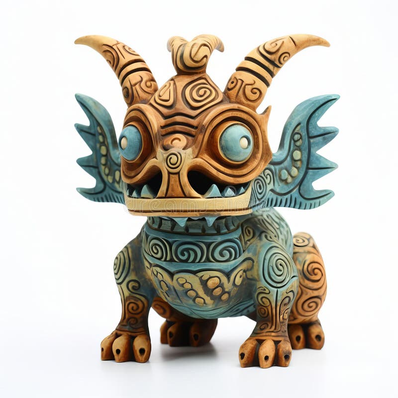 Ancient Mythical Creature Pottery Sculpture Artwork on White Background ...