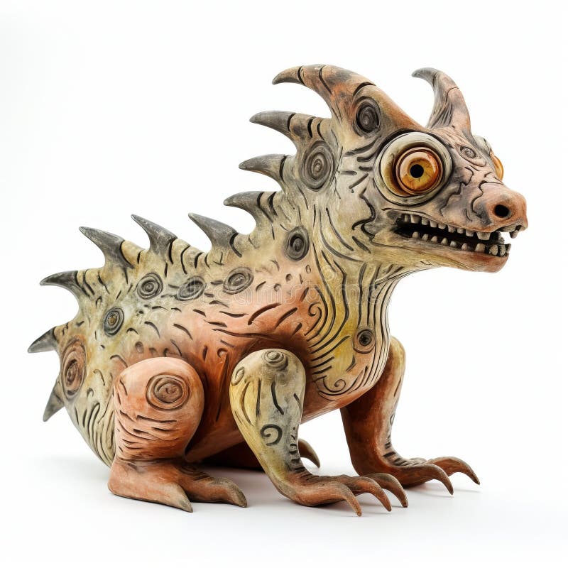 Ancient Mythical Creature Pottery Sculpture on White Isolated ...