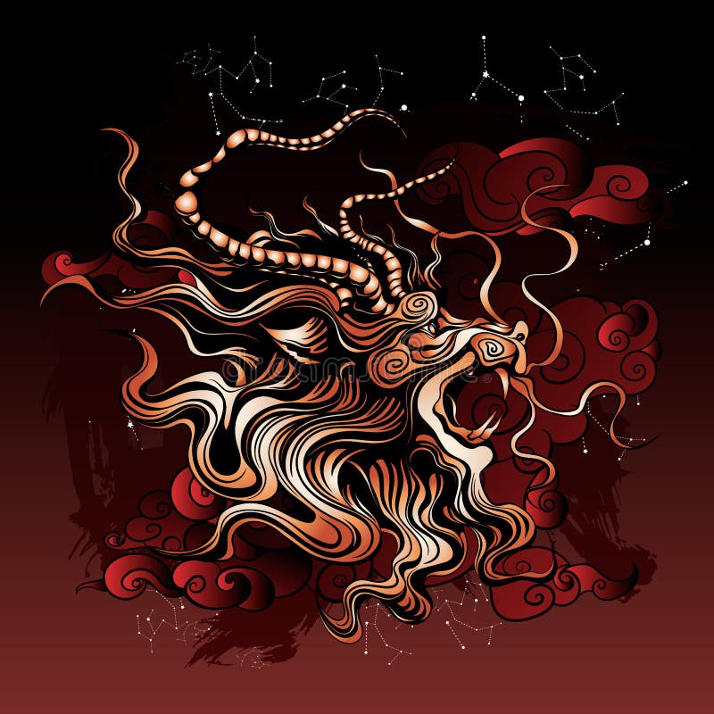 Mythical Dragon Wrapped Around Tree Silhouette Stock Vector ...