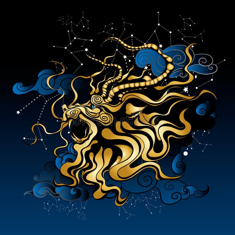 Mythical Dragon Wrapped Around Tree Silhouette Stock Vector ...