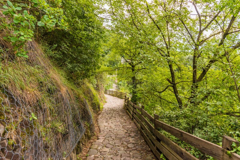 Ancient Narrow Footpath Made of Stone Stock Image - Image of tree, walk ...