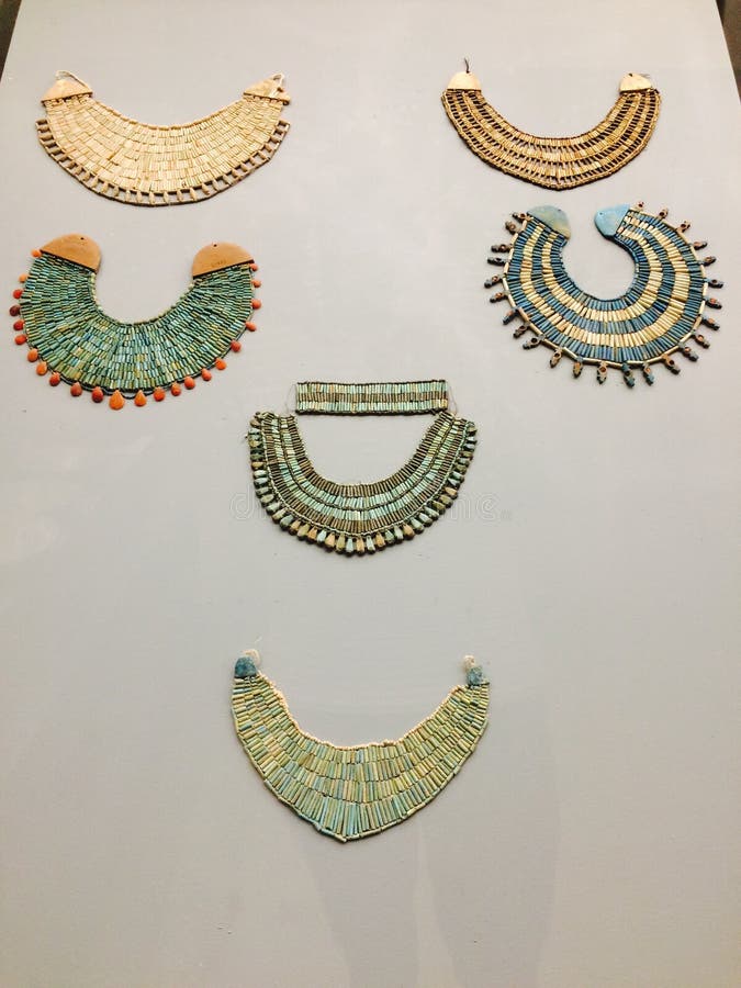 Ancient Necklaces of King Pharaohs Treasure - Egyptian Museum Editorial ...