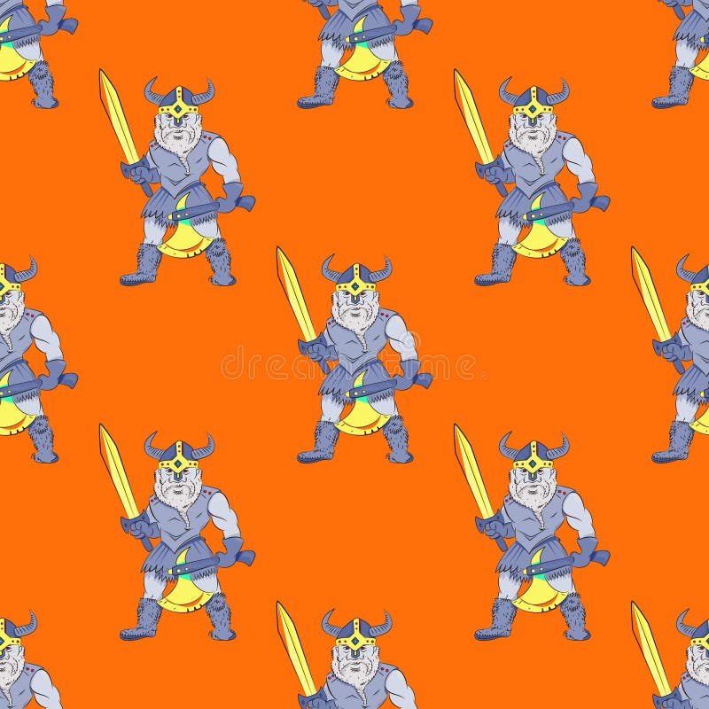 Ancient Nordic Warrior Seamless Pattern Stock Vector - Illustration of ...