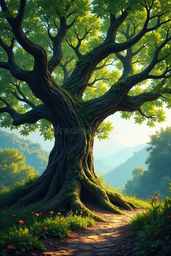 Ancient Oak, Gnarled Branches Reaching Skyward , Spring, Oak Stock ...