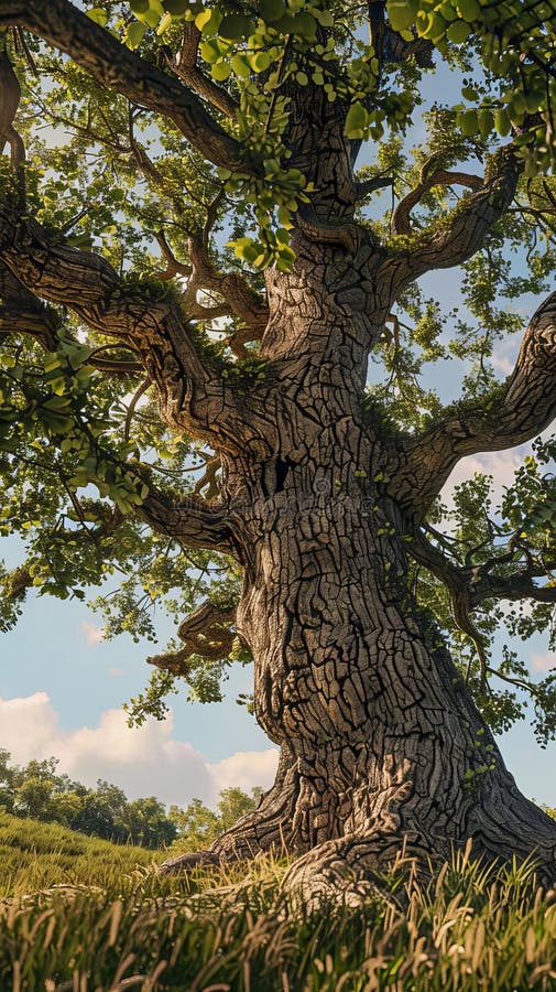 Towering Ancient Oak Tree Ai Generated Stock Photos - Free & Royalty ...